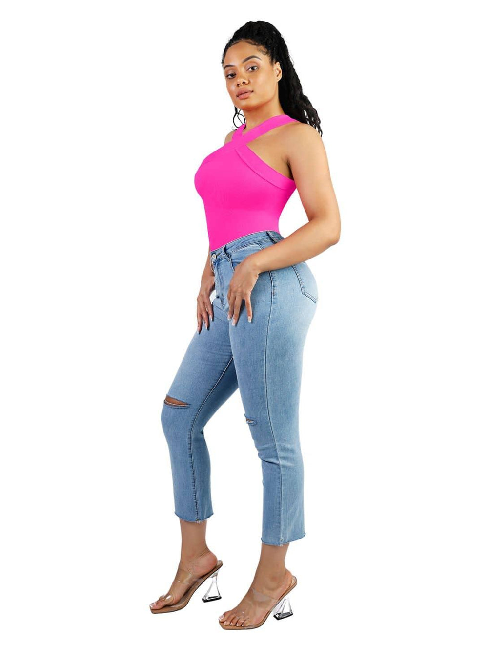 Crossover Halter Shapewear Bodysuit | HeyShape